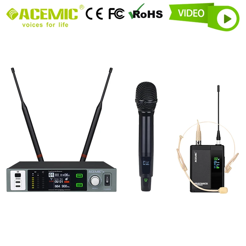 Wireless-Microphone-Stage-Headset-Handheld-Voice-Vocal-Professional ...