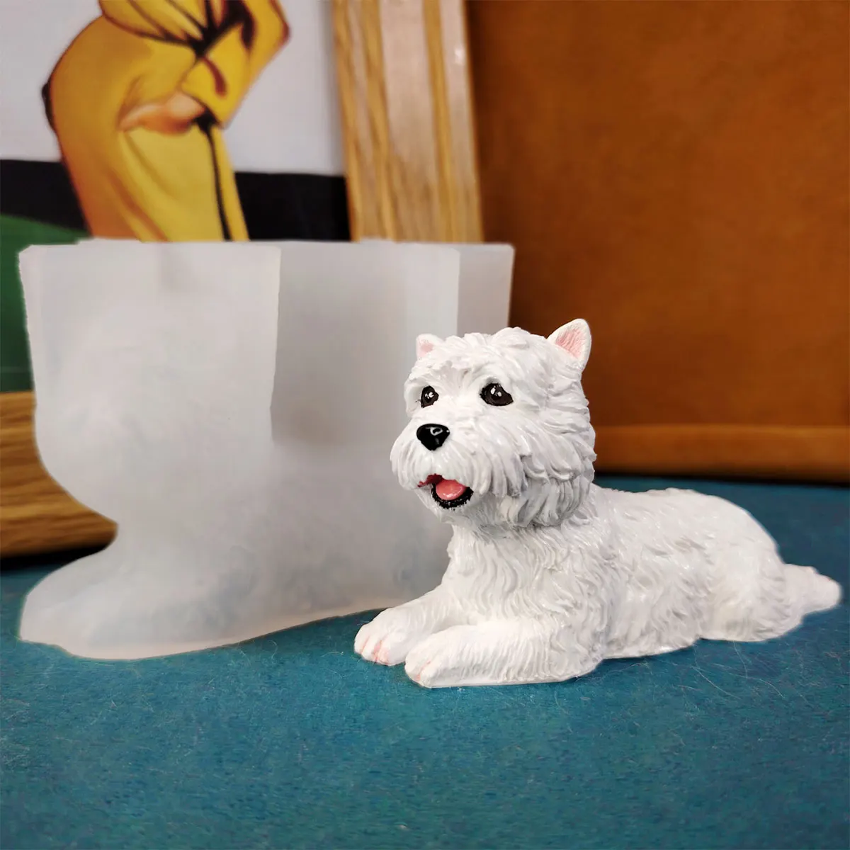 Cute-West-Highland-White-Terrier-Dog-Plaster-Silicone-Mold-Lying-West ...