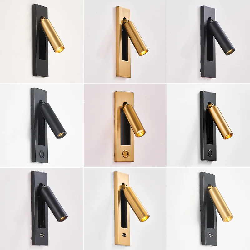 Modern-Led-Wall-Lamp-Copper-Black-Embedded-Wall-Sconce-Led-3W-USB-LED ...