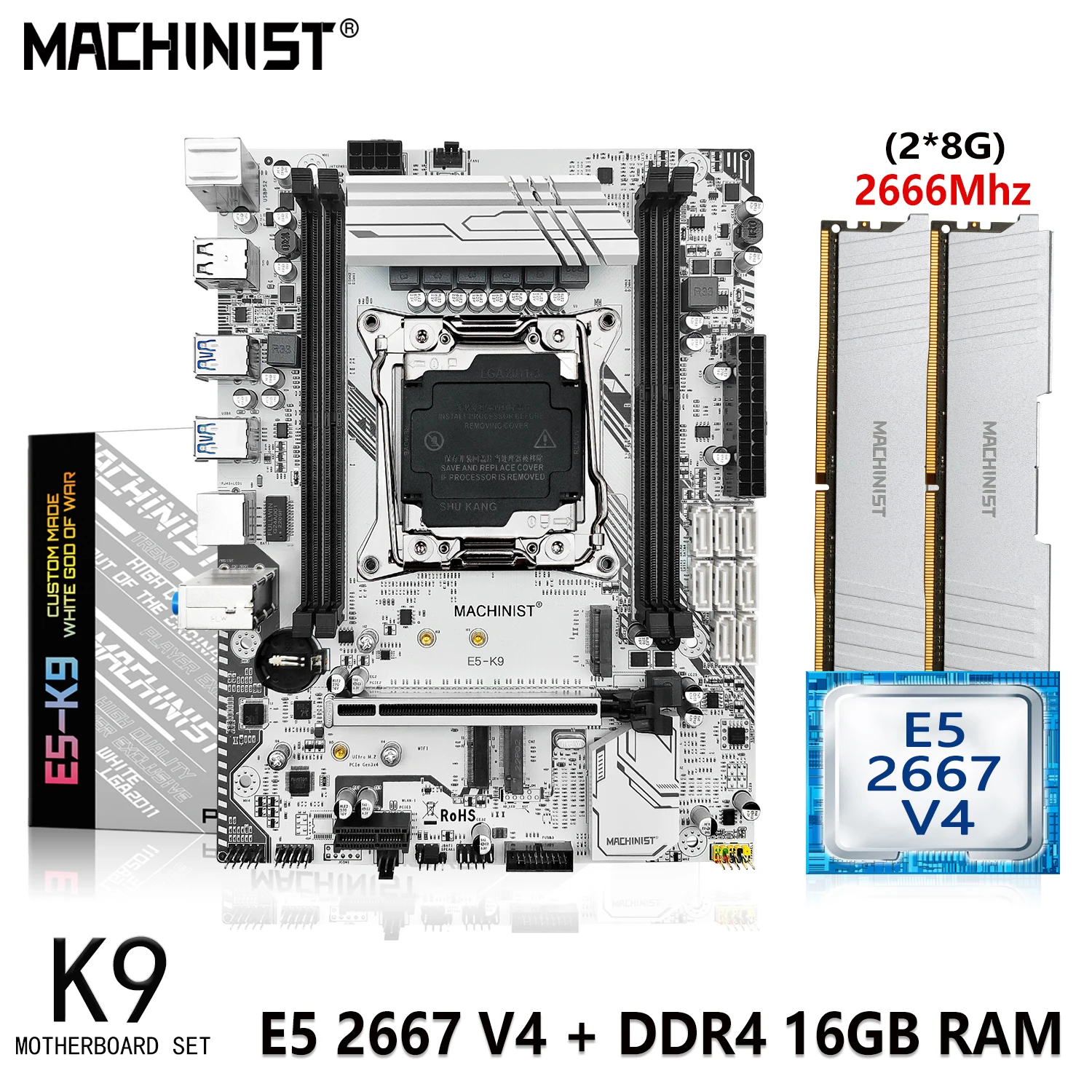 MACHINIST Conjunto de placa base X99, CPU Xeon E5 2667 V4, 2x8G = 16GB ...