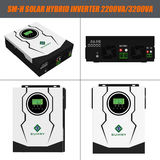 SUMRY 3KW hybrid solar inverter 24V 220V Pure Sine Wave 80A MPPT Solar ...