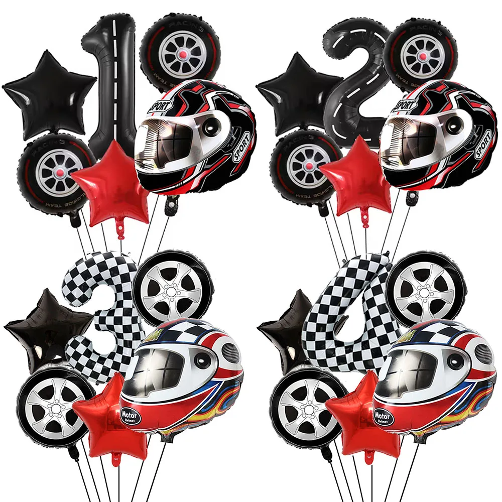 6 uds casco de Motor rueda de globo neumático de carreras globo ...