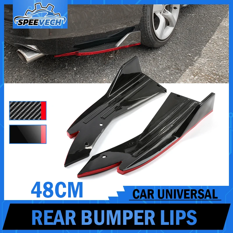 2PCS Universal Car Rear Bumper Spoiler Lip Carbon Fiber Wing Trim ...