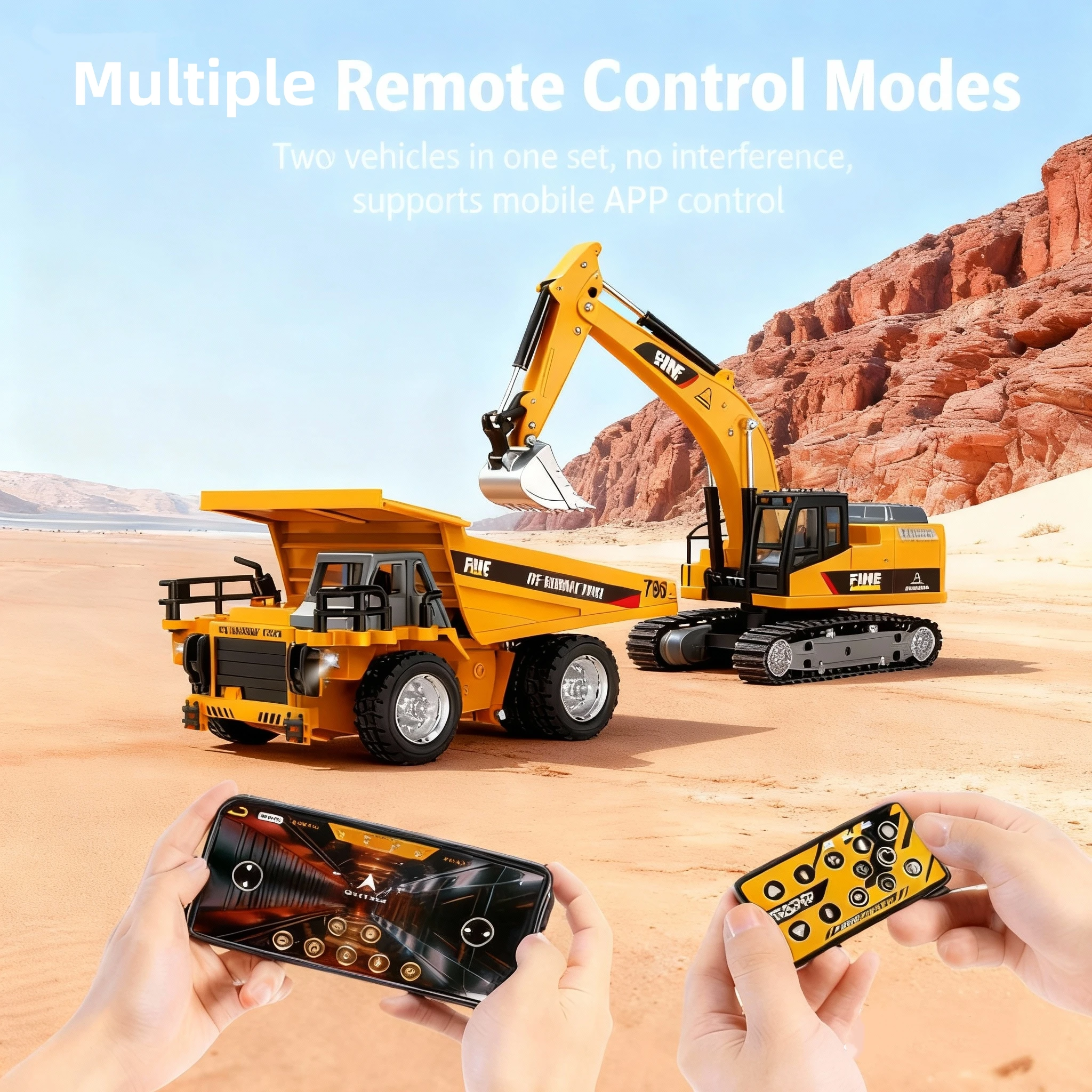 2025 new desktop remote control engineering car forklift 1:43 mini four ...