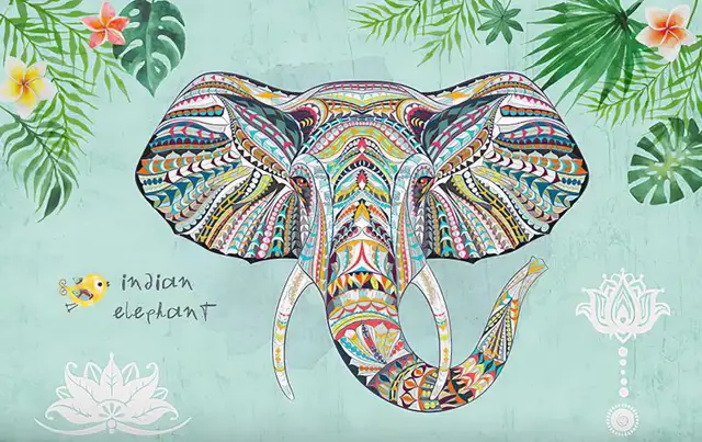 Colorful Tribal Elephant Wallpaper