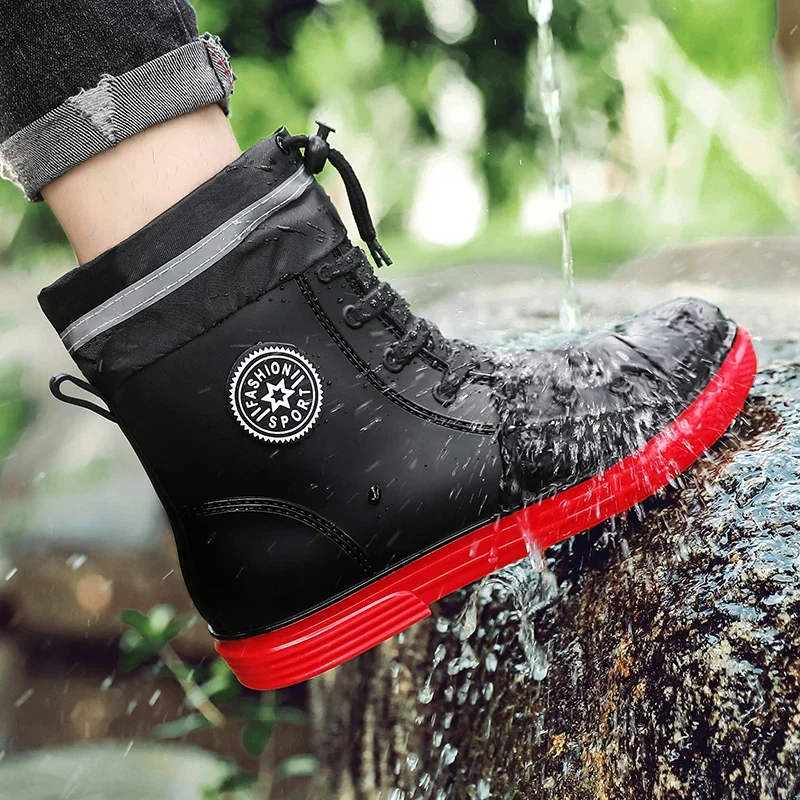 Botas-de-lluvia-antideslizantes-para-hombre-zapatos-impermeables-c ...