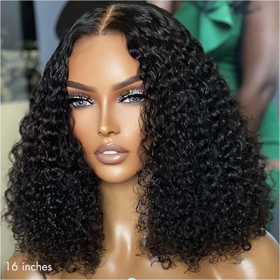 Sleek Curly Human Hair Wig For Women Deep Wave Lace Brazilian Hair Wigs ...