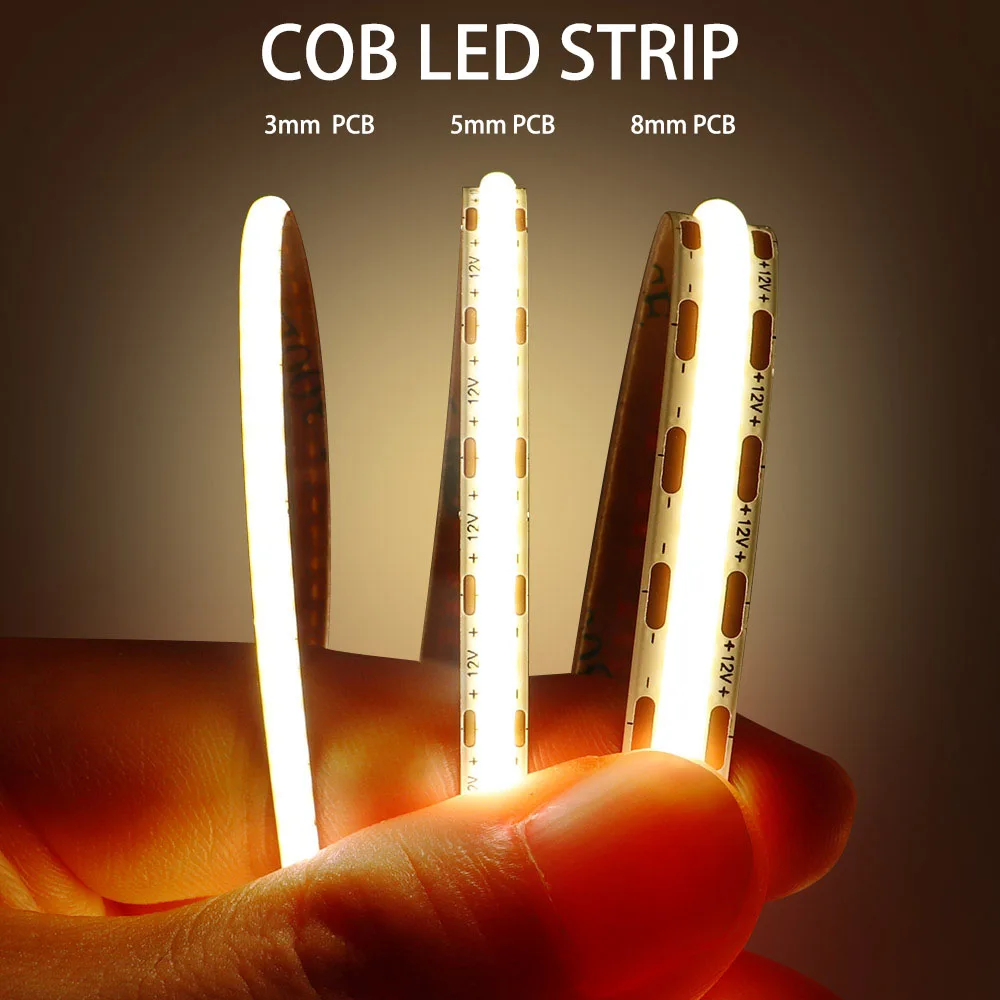 FOB COB Flexible LED Strip Light Bar 400Leds/m 3000K 4000K 6000K White ...