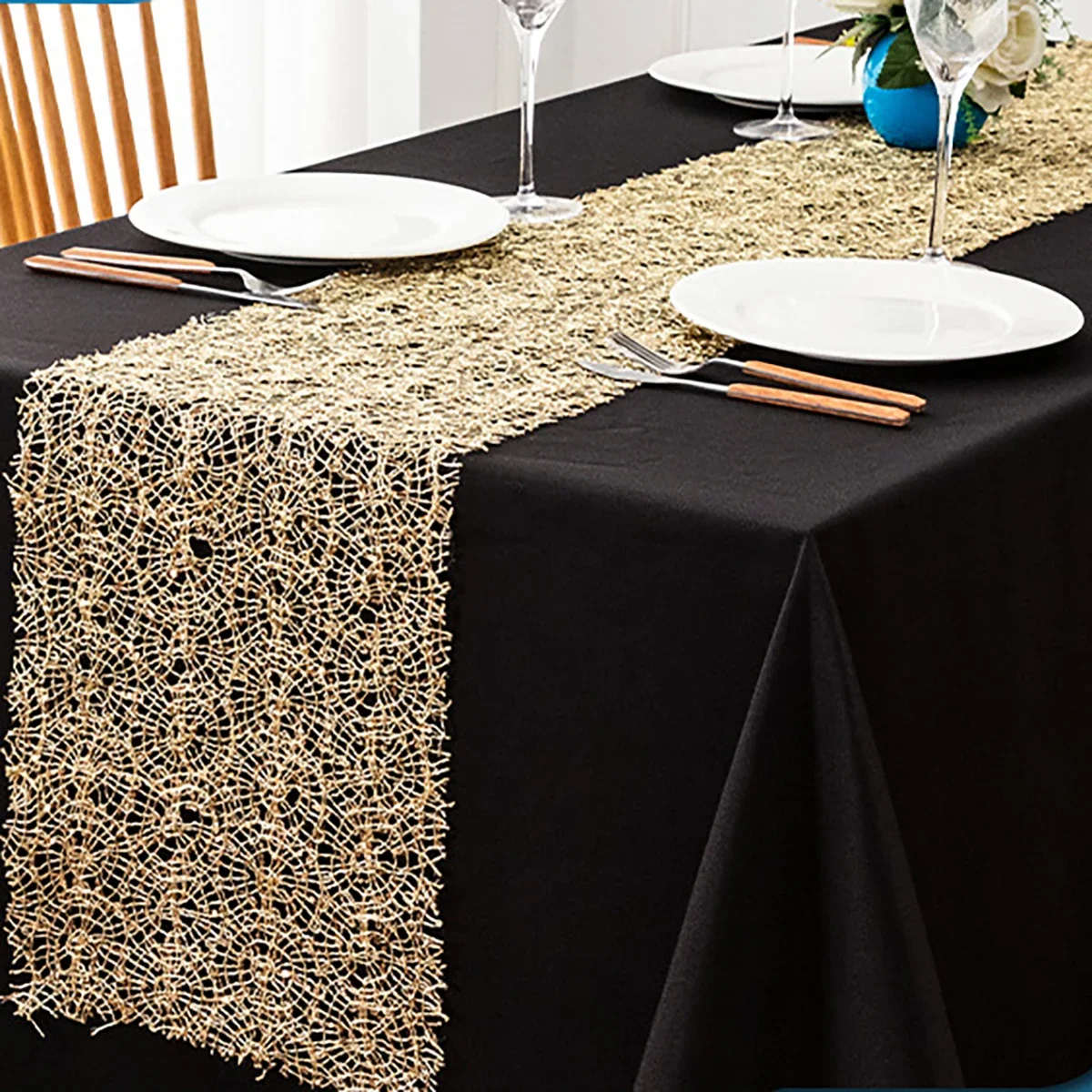 30x270cm-Golden-Table-Runner-Christmas-Hollowed-Out-Embroidery-Sequins ...