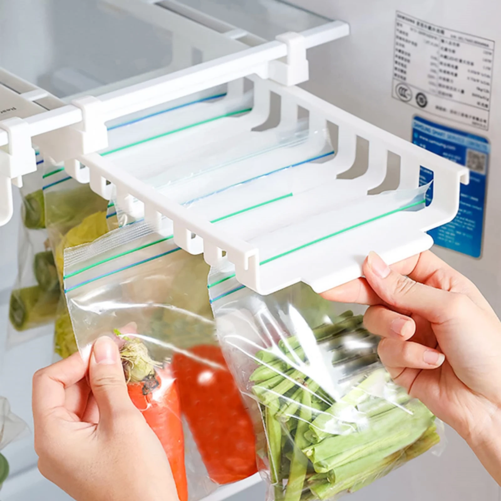 Refrigerator-Ziplock-Bag-Storage-Rail-Rack-Hanging-Clip-Sliding-Rail ...