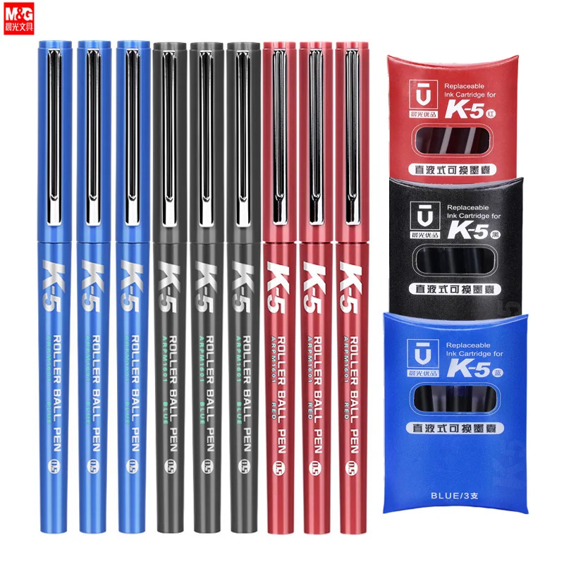 M&G Quick Drying Roller Ball Liquid Gel Pens, 0.5mm Fine Point Needle ...
