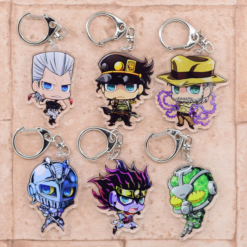 Jojo-Keychain-9-Styles-Arcylic-Cartoon-Figures-Keyrings-Anime ...