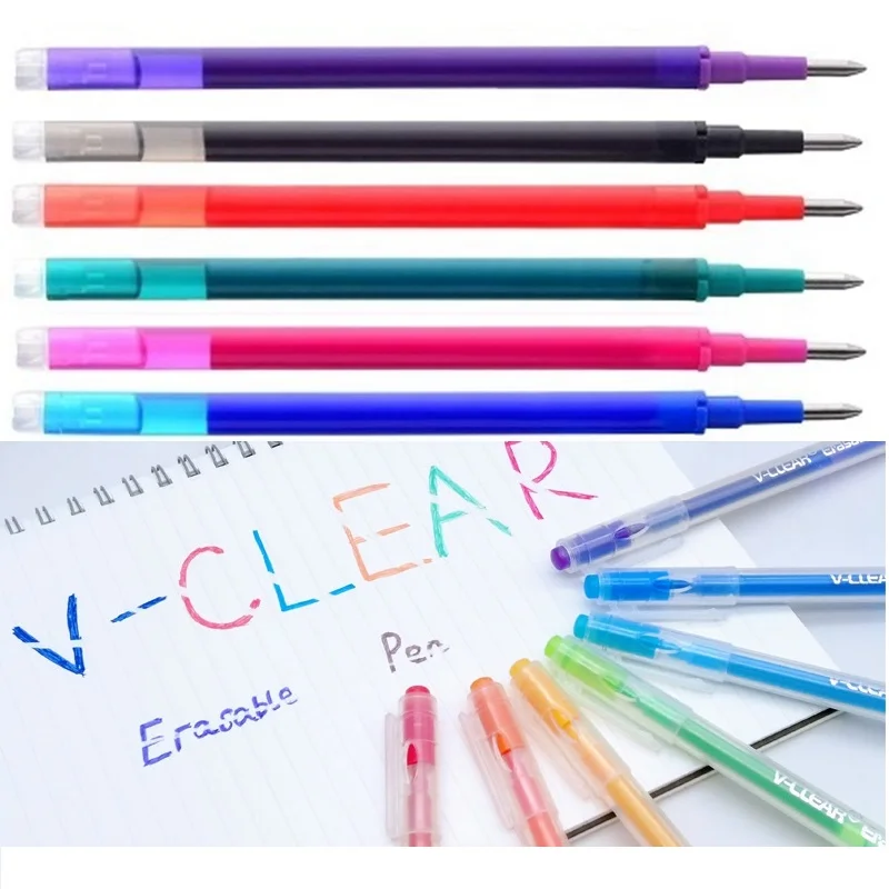 Bolígrafo borrable mágico de 0,7mm, recarga de pluma de Gel de tinta azul para Escritura, 6 uds ...