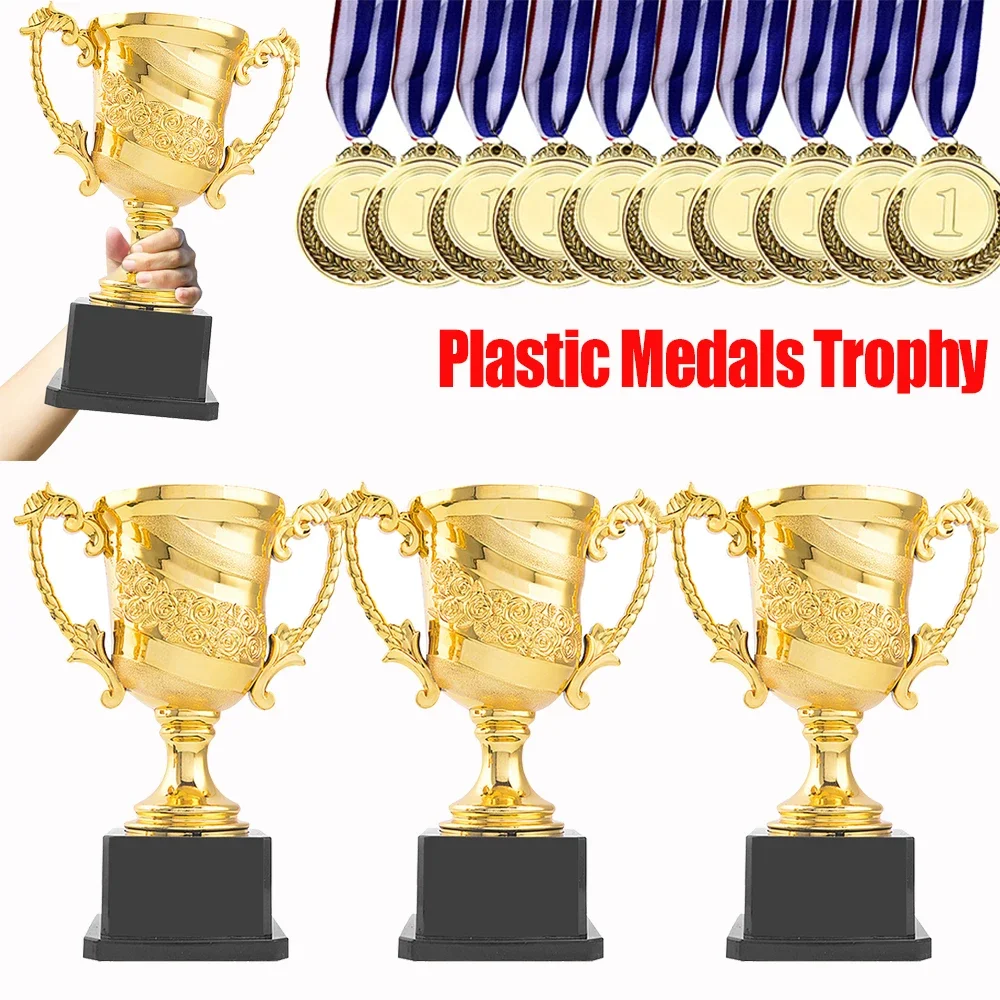 1-2Pcs-Plastic-Gold-Winners-Medals-Trophy-Children-Game-Sports-Prize ...