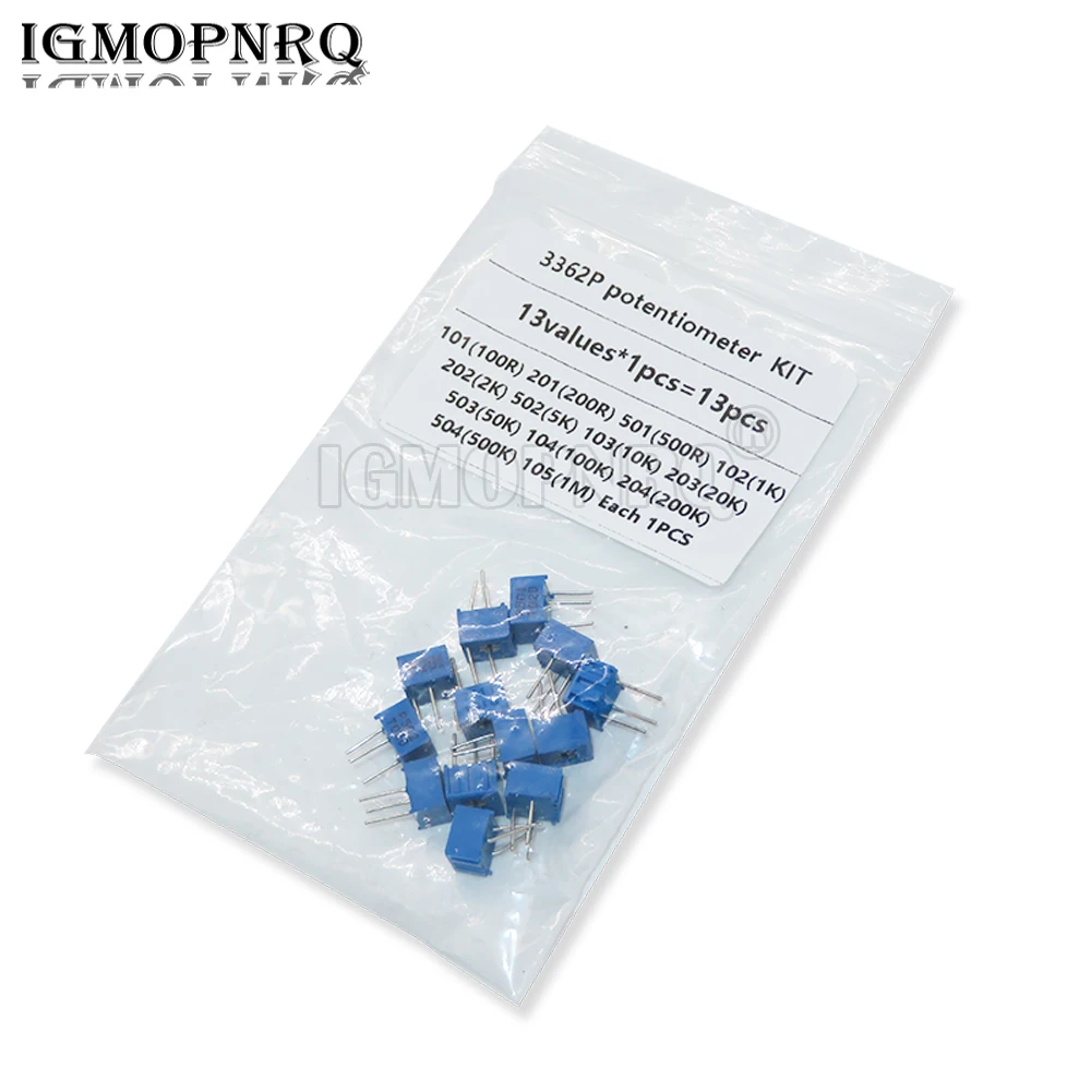 13PCS-3362P-Adjustable-Potentiometer-Kit-13kinds-1pcs-Contains-100R ...