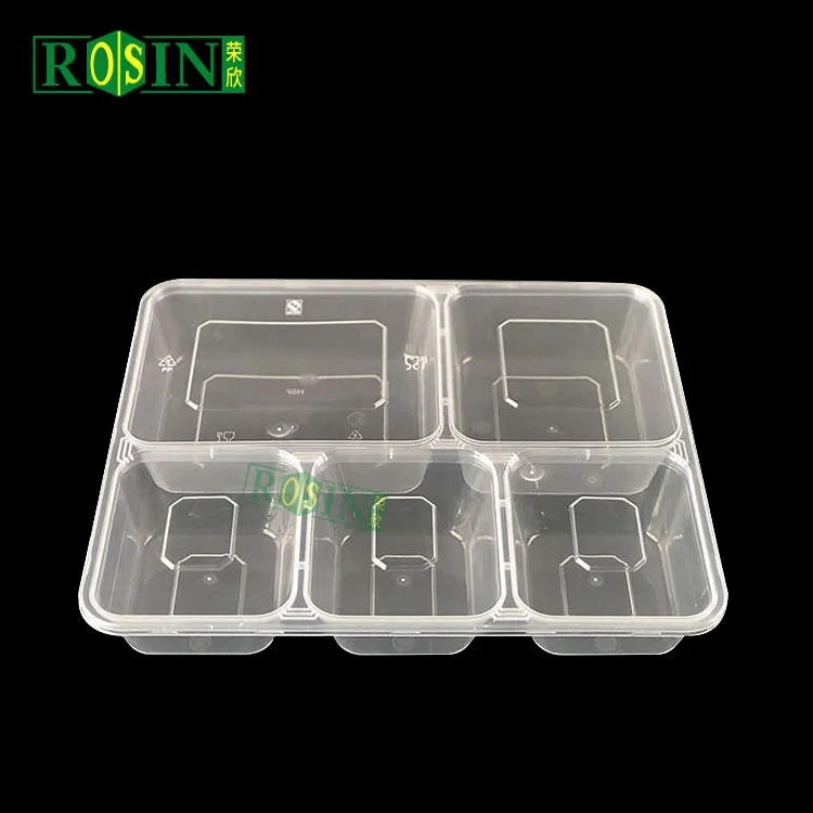 5 Compartments Microwavable Disposable Takeaway Food Lunch Box Plastic ...