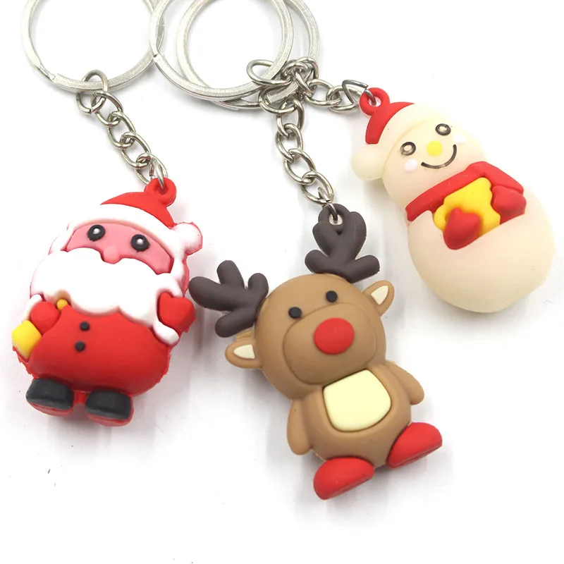 Santa Claus Elk Snowman Key Chains Rings Merry Christmas Keychains Cute ...