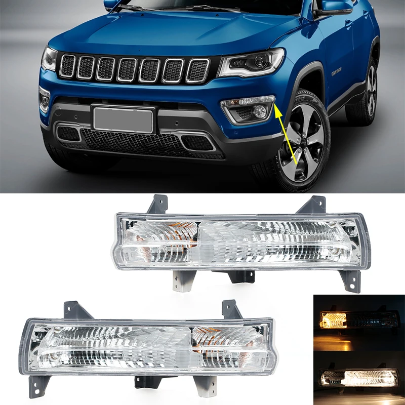 For-Jeep-Compass-2017-2018-2019-2020-Car-Front-Bumper-DRL-Daytime ...