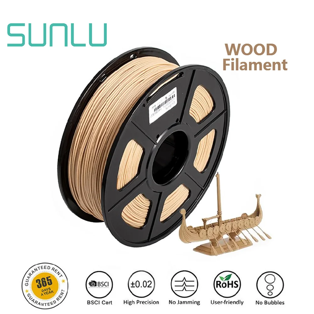 SUNLU-Wood-1-75mm-1KG-Spool-2-2-lbs-Real-Wood-Texture-Effect-Made-Of ...