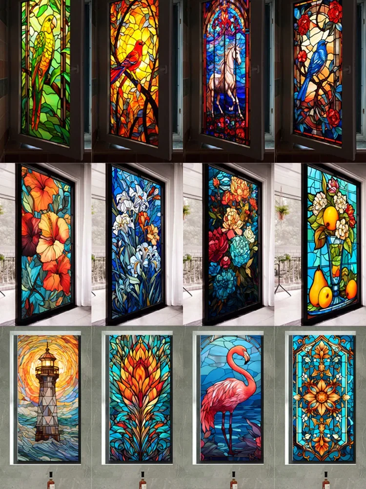 European-Vintage-Window-Privacy-Film-3D-Decorative-Vinyl-Stained-Glass ...