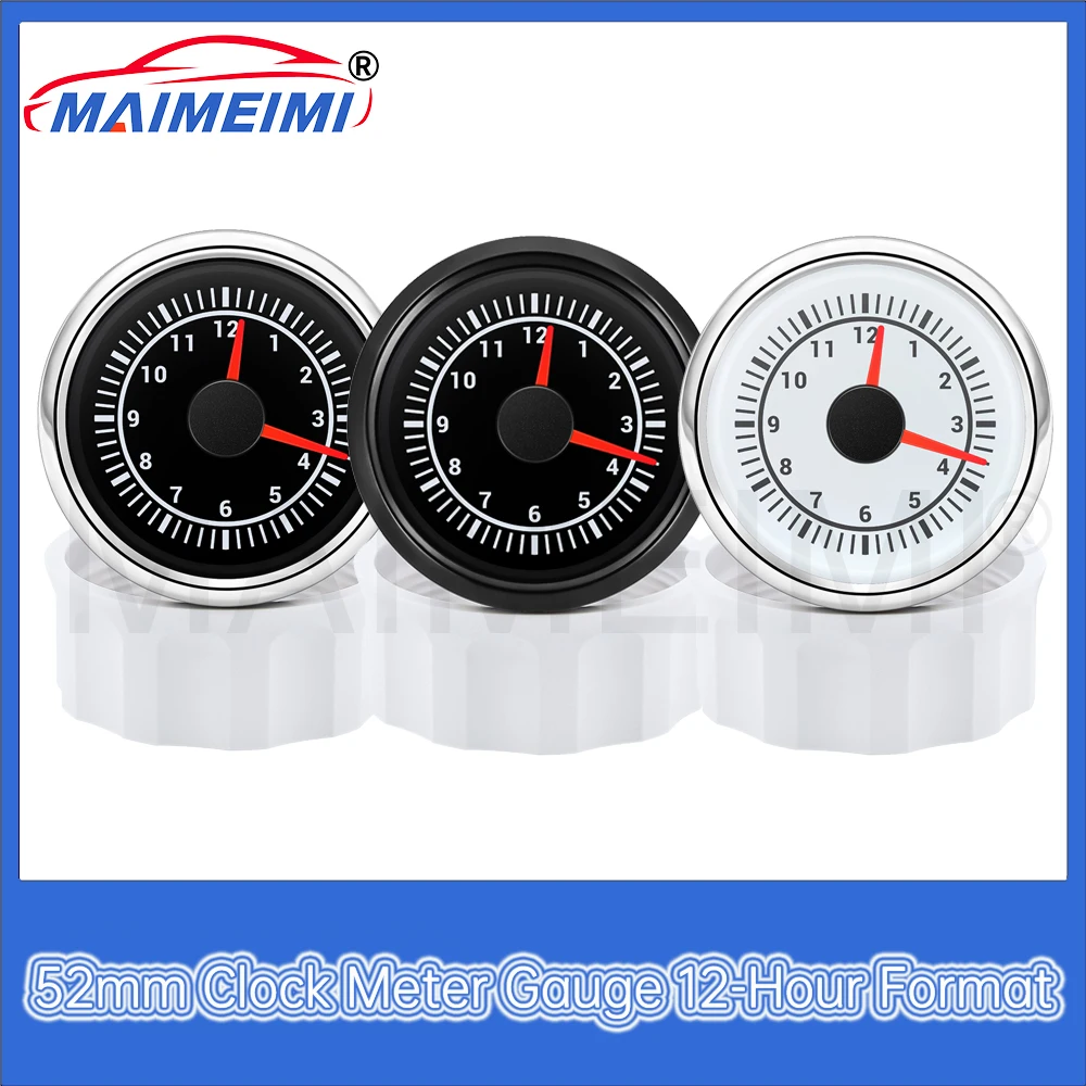 12V 24Volts Digital Car Gauge 52mm 2'' Clock Meter 12-Hour Format Gauge ...