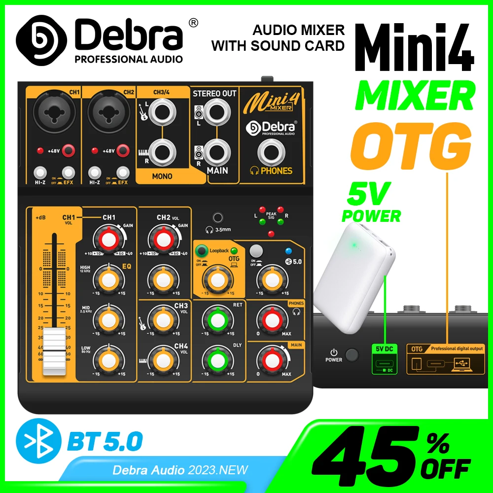 Debra-Metal-Mini4-Audio-Mixer-Interface-DJ-Console-Bluetooth-5-0-OTG ...