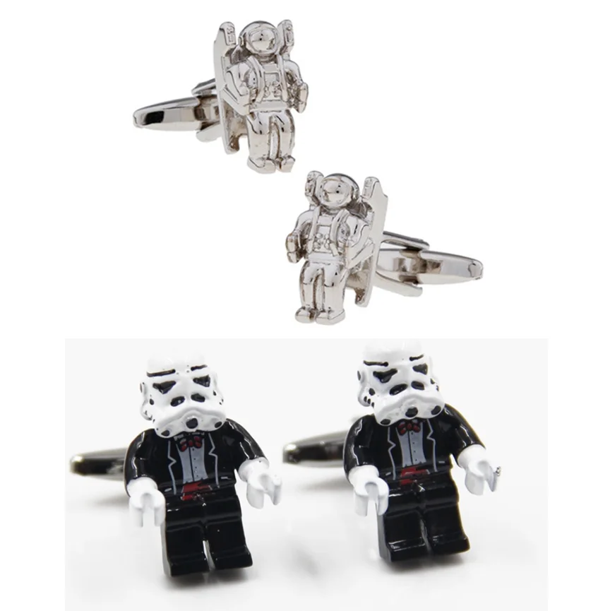10pairs Astronaut Black-white Robot Cufflinks Copper Plating Cuff Links ...