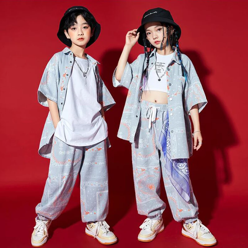 Kids-Show-Hip-Hop-Clothing-Denim-Shirt-Short-Sleeve-Tops-Streetwear ...