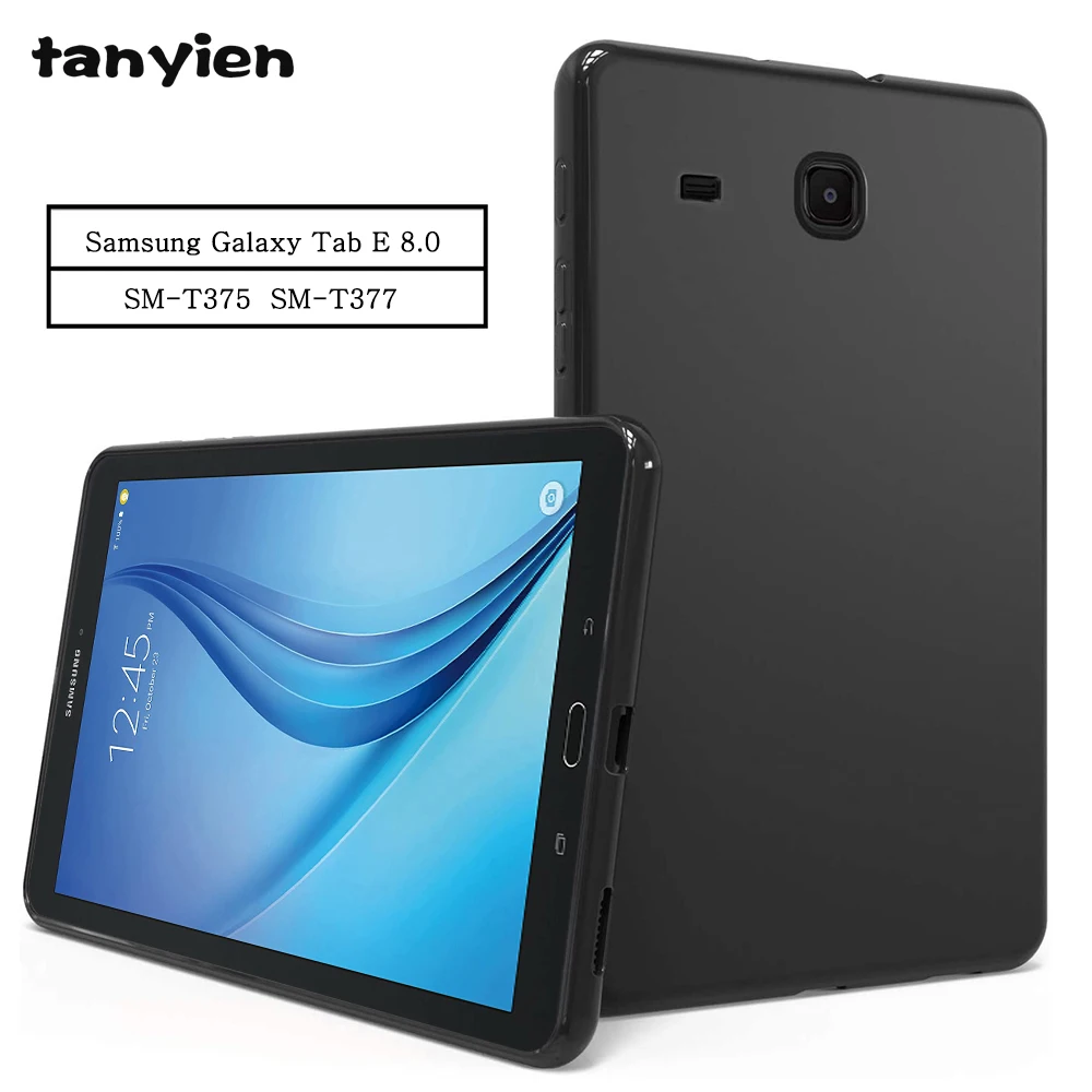 삼성 갤럭시 탭 E 8.0 용 타블렛 케이스 2016 SM T375 SM T377 T375 T377 유연한 소프트 실리콘 블랙 ...