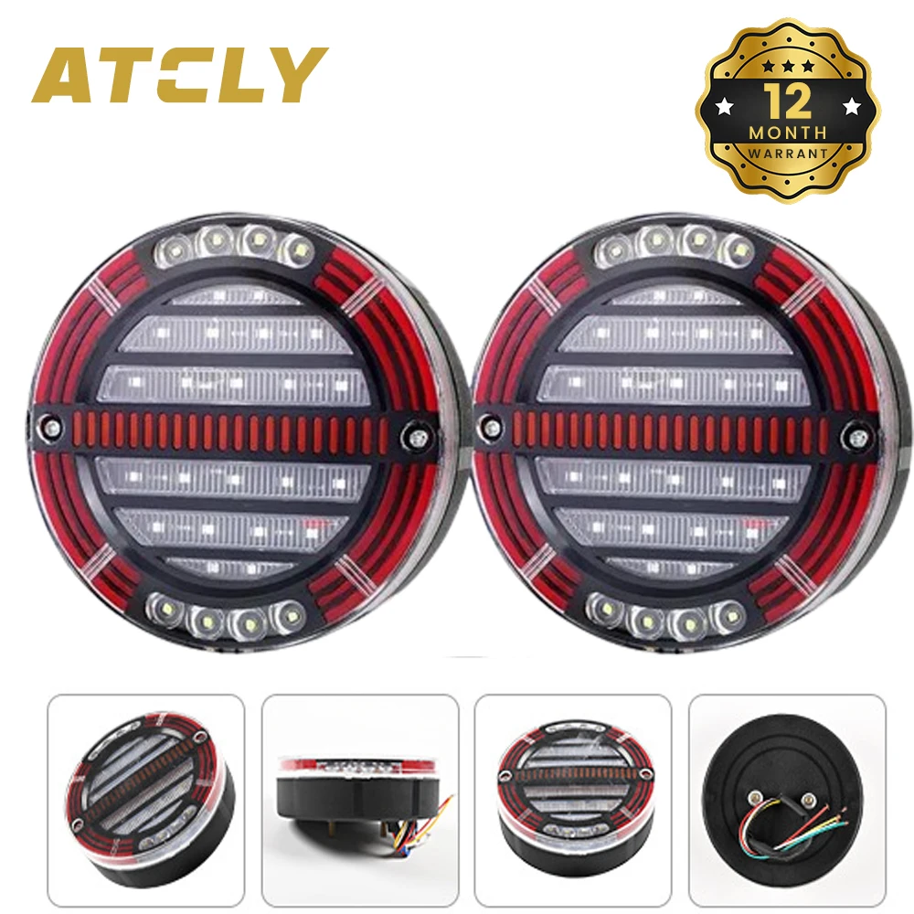 5-3-Inch-Round-LED-Trailer-Tail-Rear-Brake-Reverse-Light-DRL-Flow-Turn ...