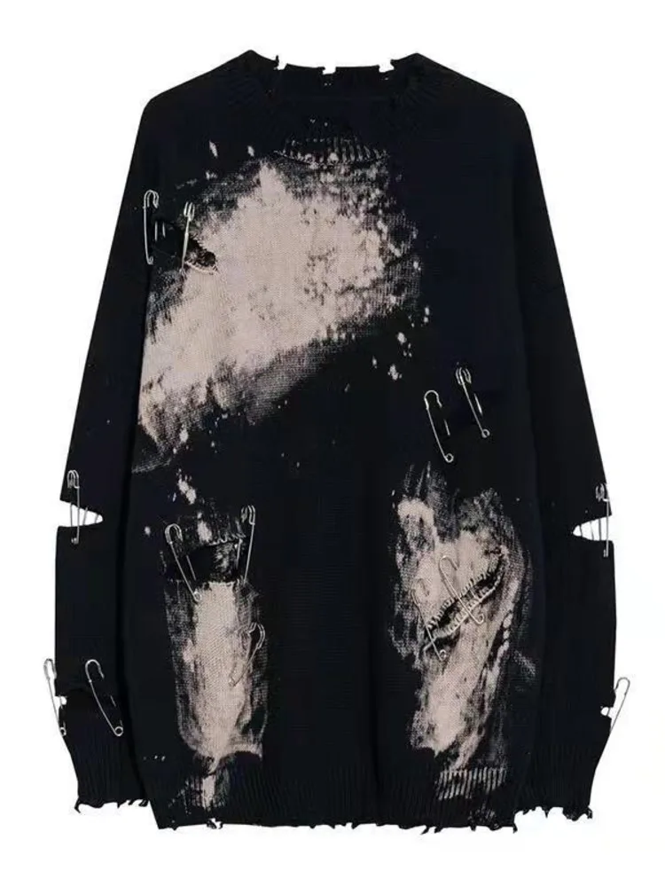 Oversized Distressed Sweater | Hip Hop Sweater Knit Ripped | Women ...