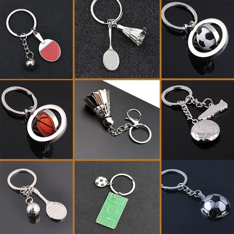 Creative-Badminton-Ping-Pong-Golf-Key-Chain-Metal-Football-Key-Chain ...