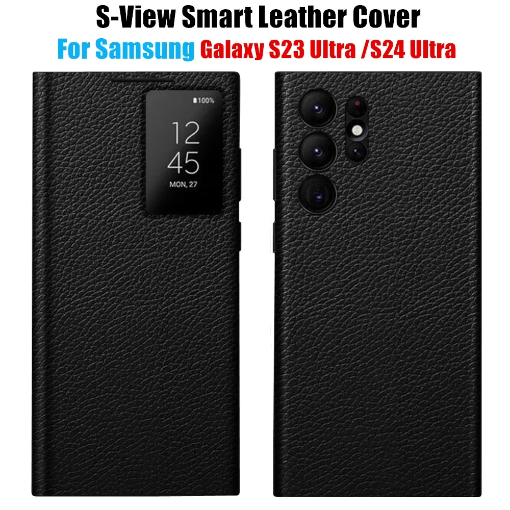 Wallet Flip Cover For Samsung Galaxy S24 S23 Ultra Window View ...