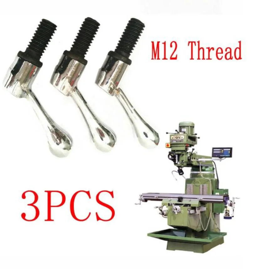 3pcs Part Head Milling Machine Table Lock Metal Bolt Handle M12 Thread ...