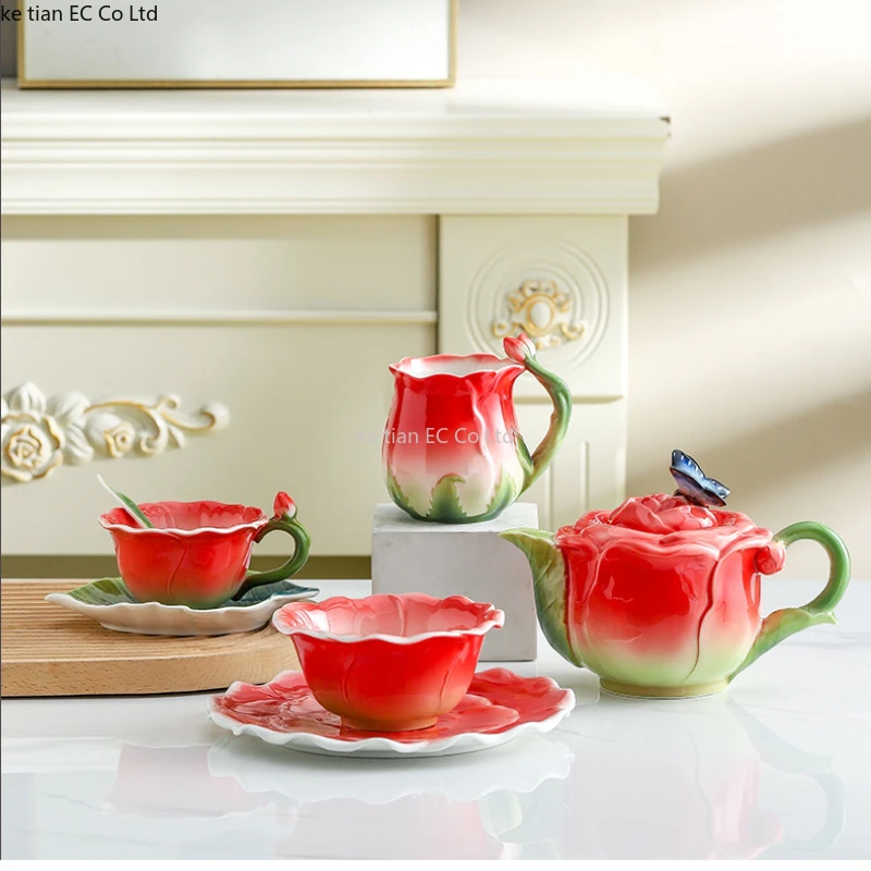 Taza-de-cer-mica-Rosa-esmaltada-Pastoral-europea-para-el-hogar-t-de-la ...