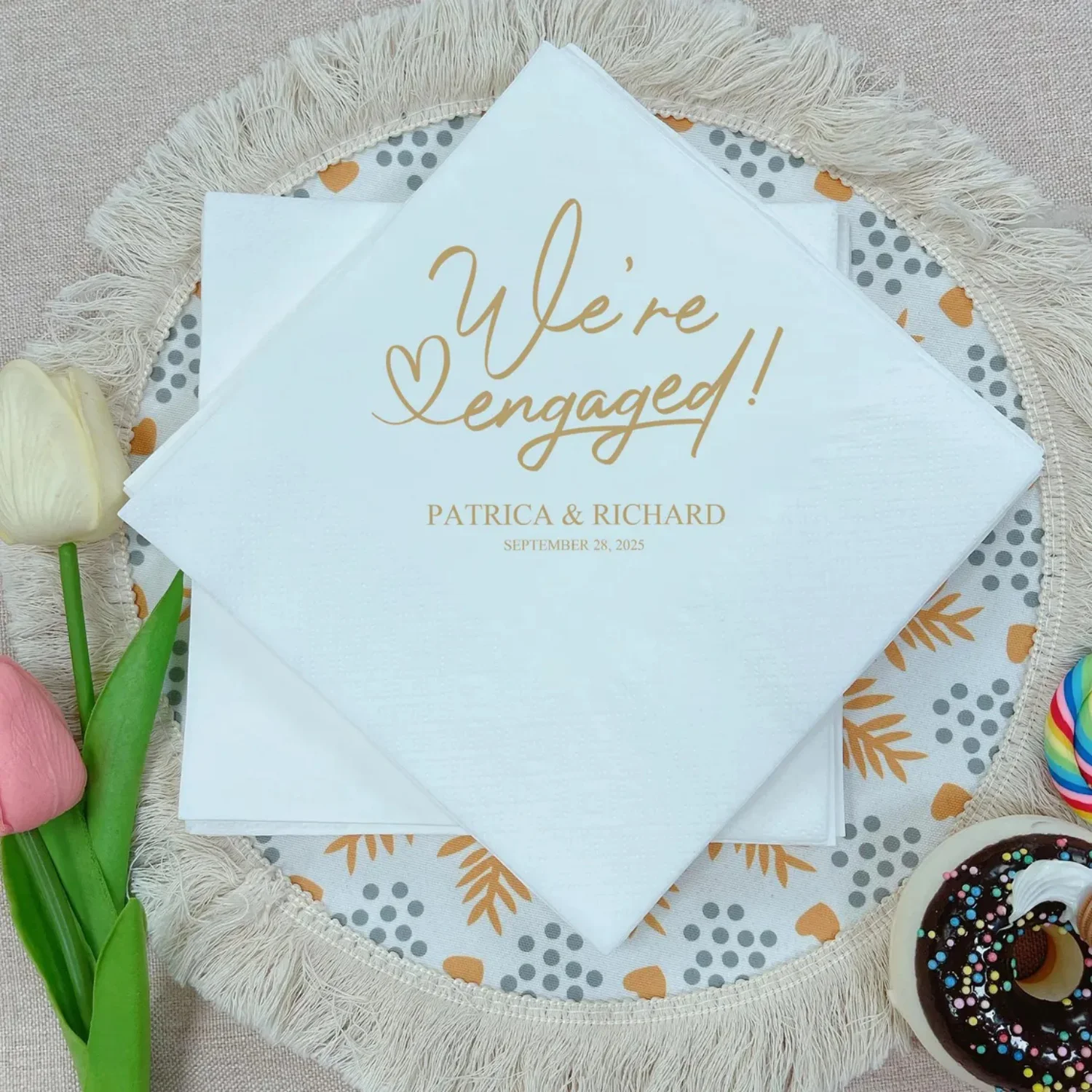 Custom Engagement Napkins: Personalized Wedding Cocktail Decor ...