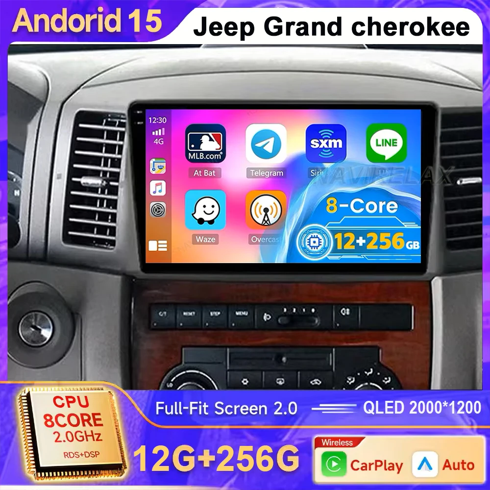 Android 15 For JEEP Grand Cherokee WK 2004 2005 2006 2007 Multimedia ...