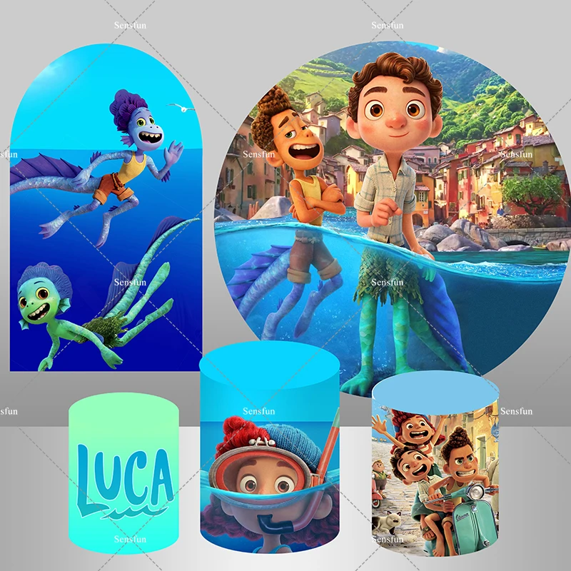 Movie Luca Round Backdrop Cover Boys Happy Birthday Party Photography ...