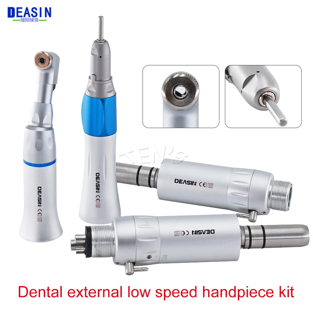 Dental-Low-Speed-Handpiece-Set-4-2-Holes-Push-Button-Contra-Angle ...