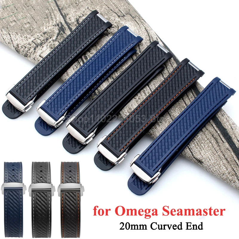 20mm-Silicone-Watch-Strap-for-Omega-Seamaster-300-AT150-Strap ...