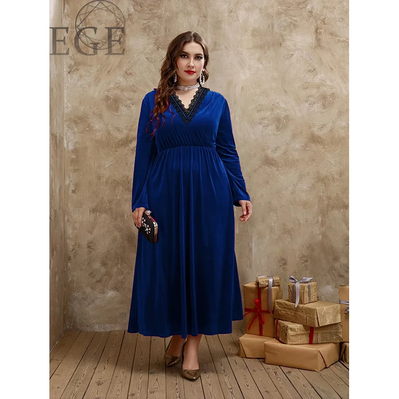 Plus Size Rose Red Fashion Velvet Elegant Dress 4XL5XLV Collar Lace ...