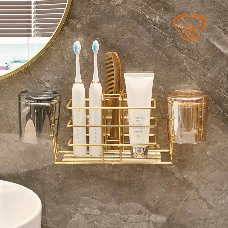 Wall-Mounted-Toothbrush-Shelf-No-Punching-Toothbrush-Cup-Storage ...
