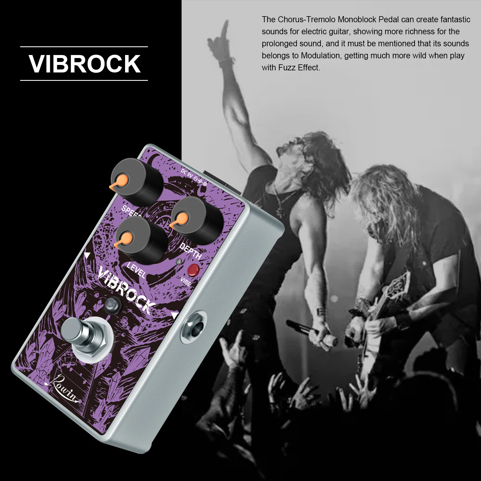 Rowin-RE-02-Guitar-VIBROCK-Effect-Pedal-Multi-Modulation-Chorus-Tremolo ...