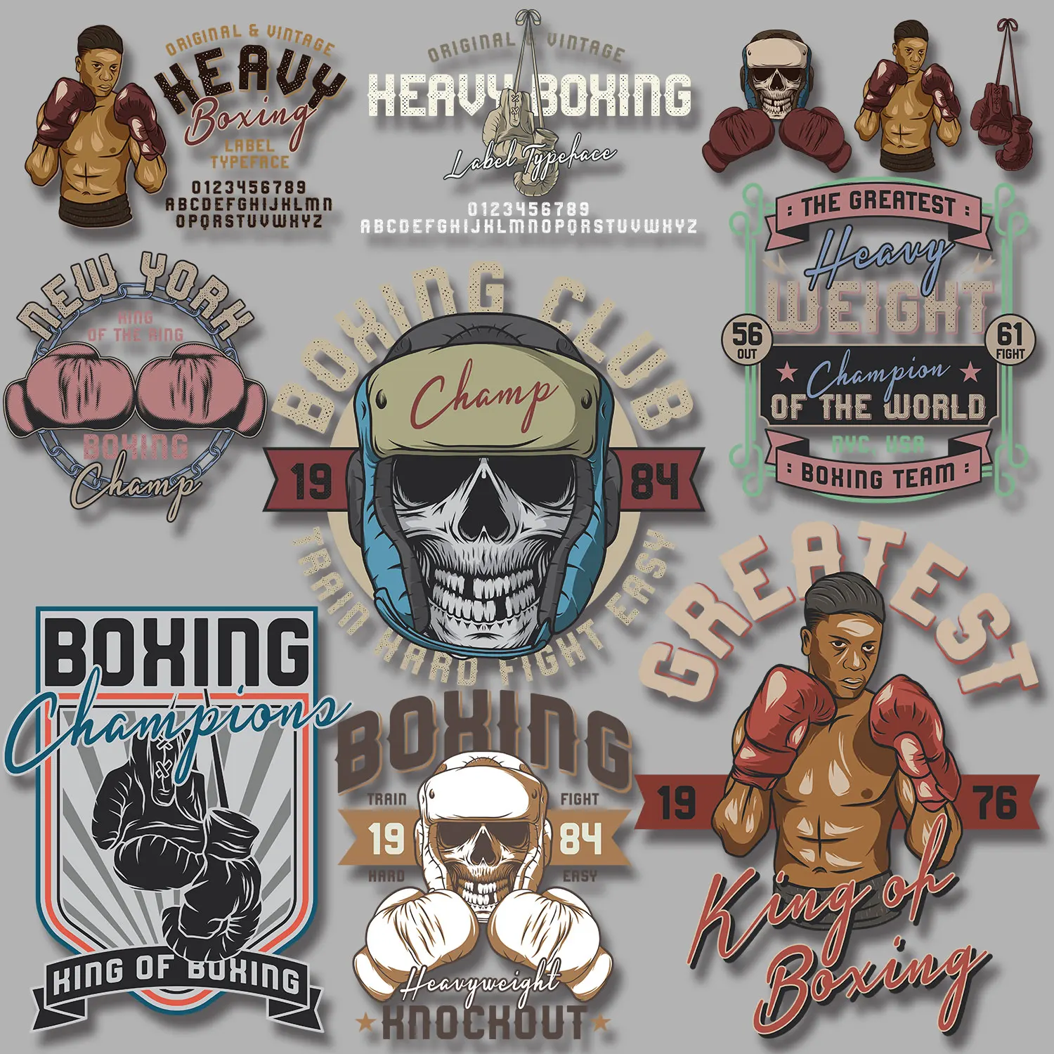 Heavy Boxing Champion Thermoadhesive Patches Iron-on Clothes for Men ...