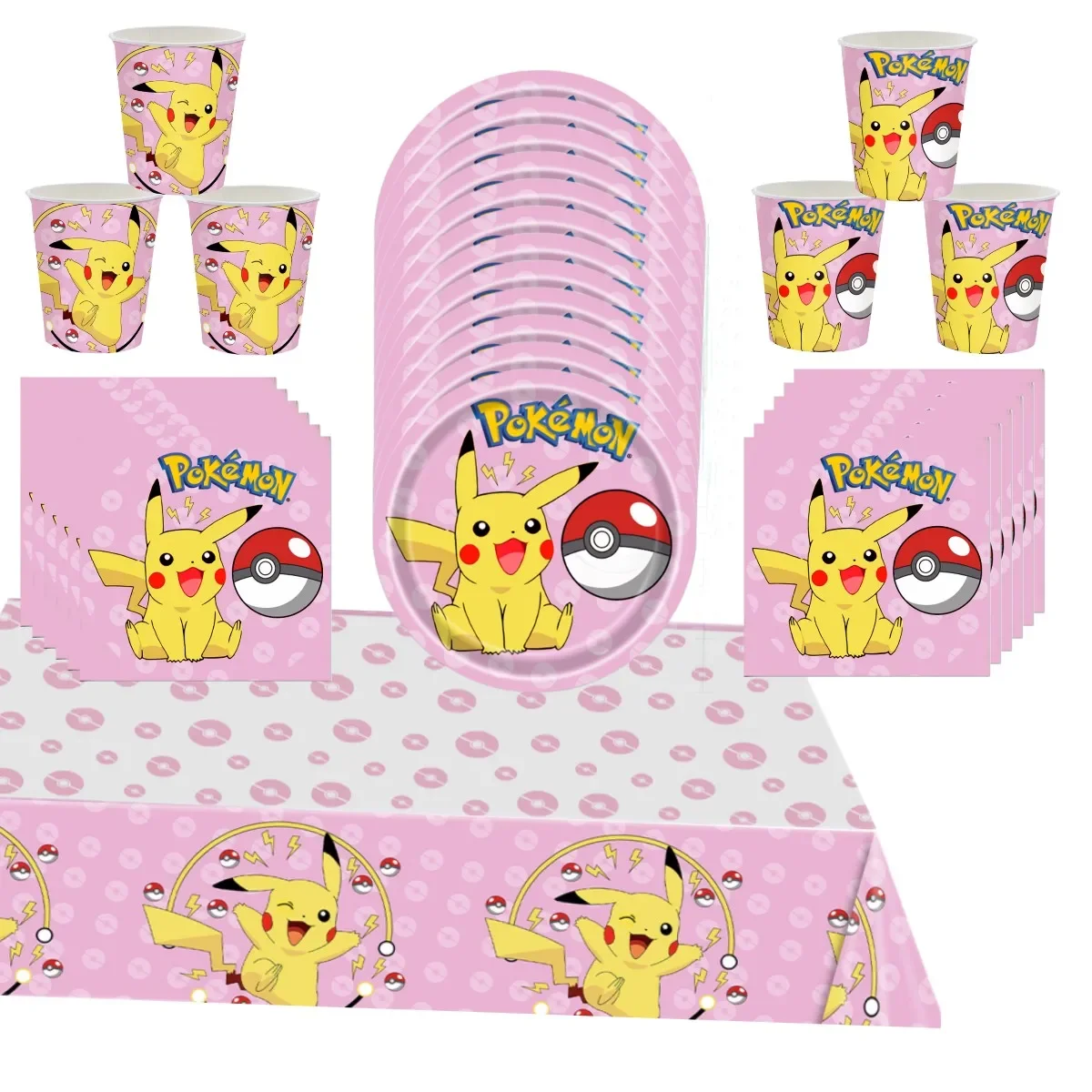 Pink-Pokemon-Birthday-Party-Decoration-Disposable-Tableware-Set ...