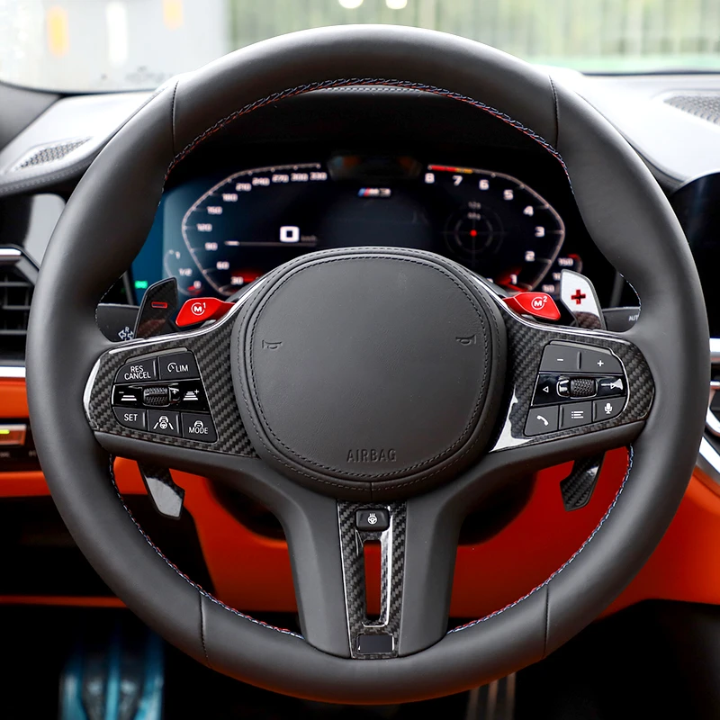 Real Carbon Fiber Steering Wheel Trim Cover Frame M Merformance For Bmw ...