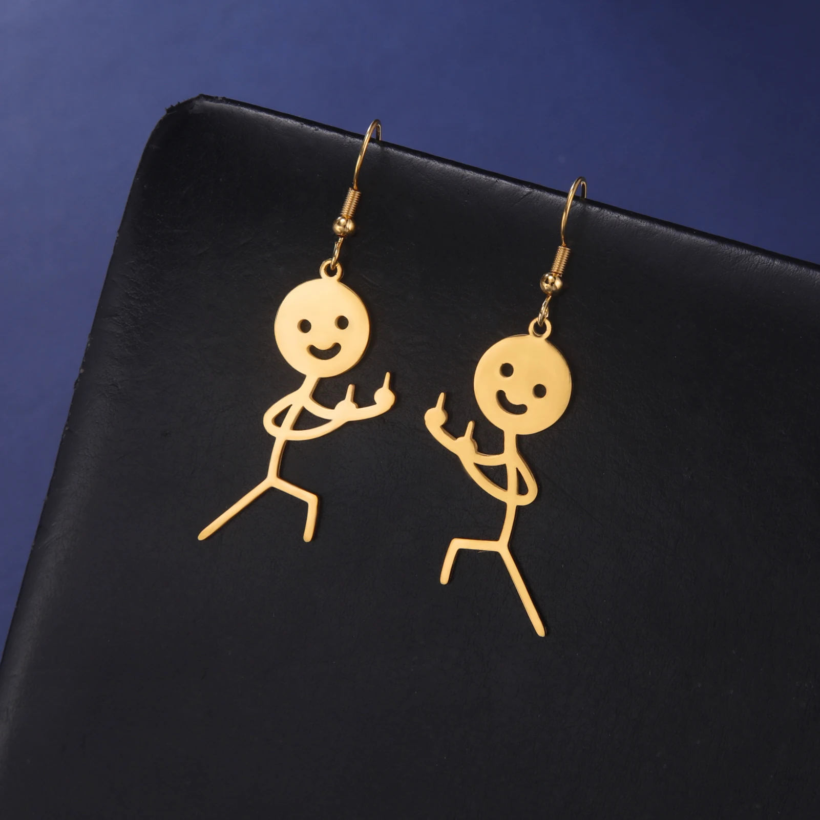Sipuris Hip Hop Fuxk You Middle Finger Stickman Earrings Stainless ...