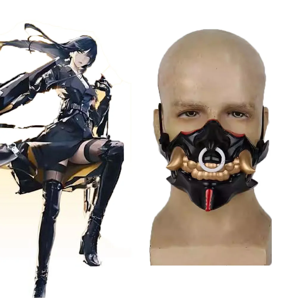 Rahu-Anime-Cosplay-Prop-Mask-Black-Long-Straight-Hair-Wig-Female ...