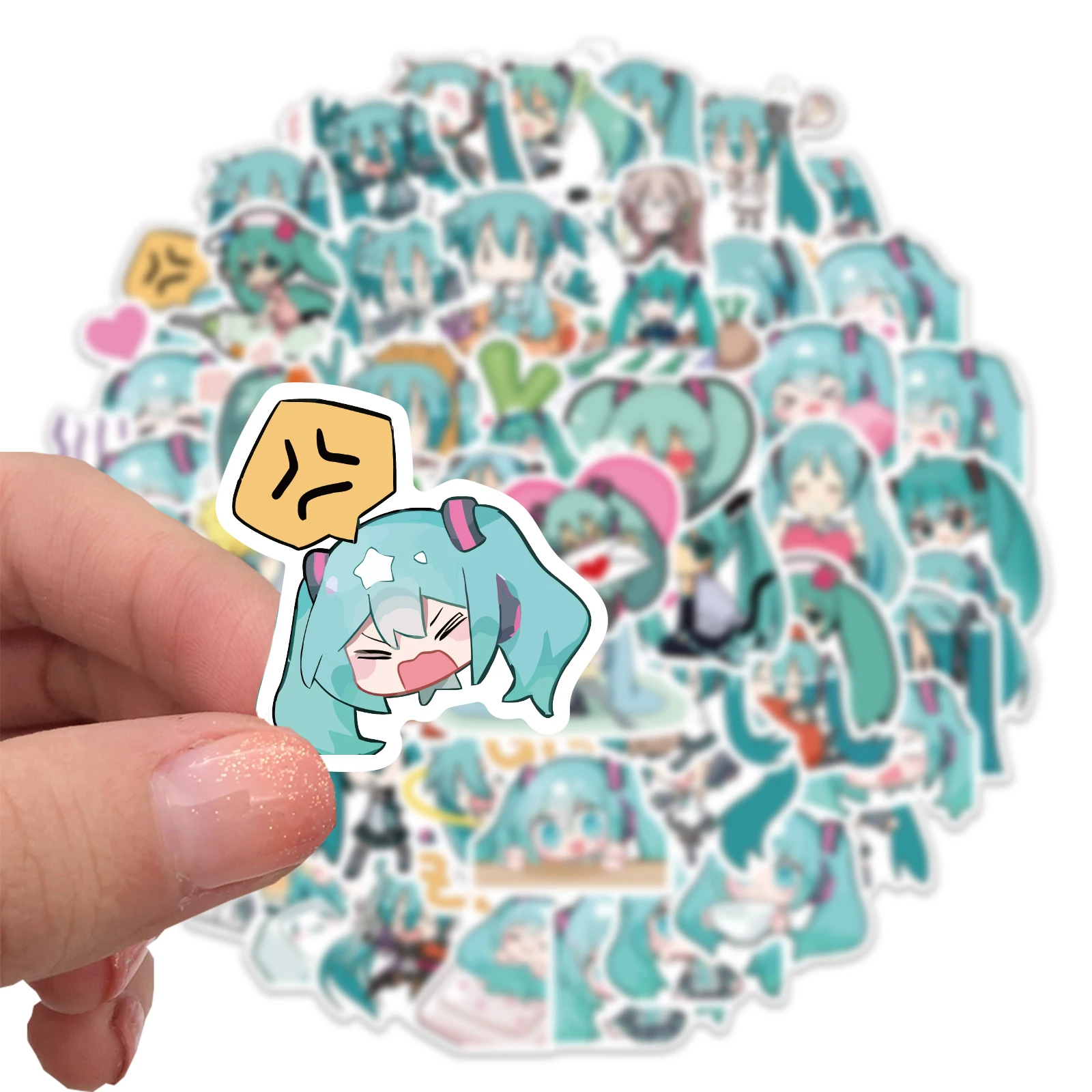 50PCS Cartoon Chibi Cute Miku Graffiti Stickers for Luggage Laptop Ipad ...