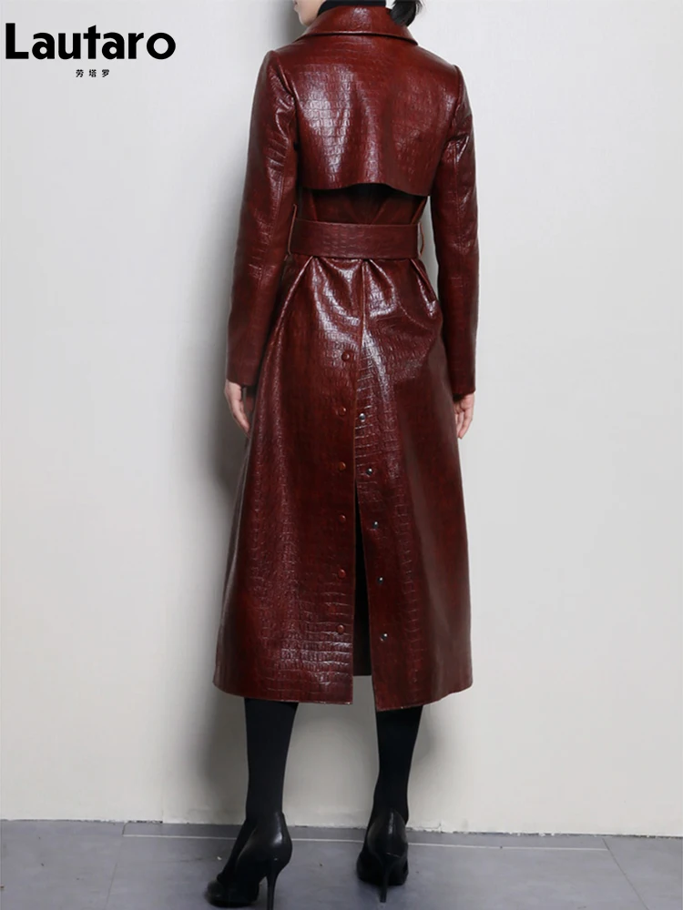 Lautaro-Autumn-Long-Shiny-Reflective-Patent-Faux-Leather-Trench-Coat ...